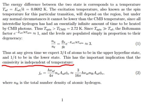 Hydrogen Line Observation Frequency Range And Space Hydrogen Speed