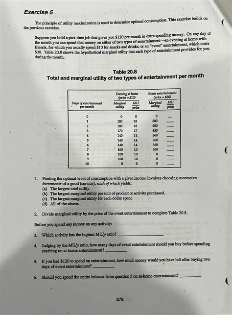 Solved Exercise 5 The Principle Of Utility Maximization Is Used To