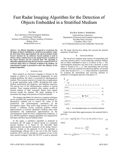 Pdf Fast Radar Imaging Algorithm For The Detection Of Objects