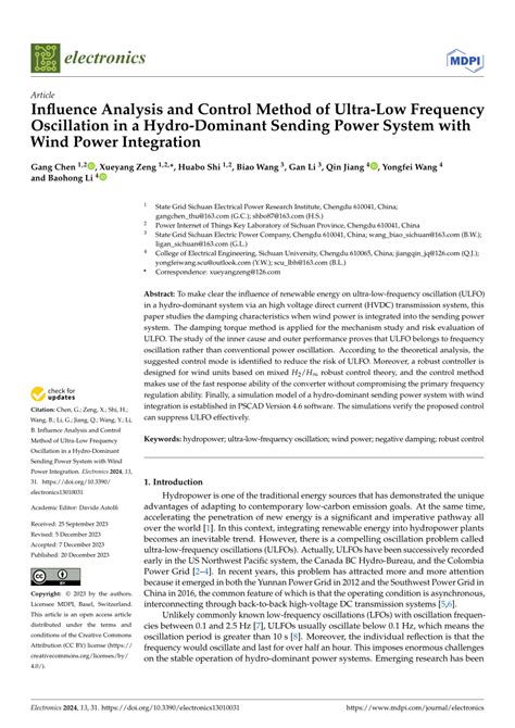 Pdf Influence Analysis And Control Method Of Ultra Low Frequency Oscillation In A Hydro