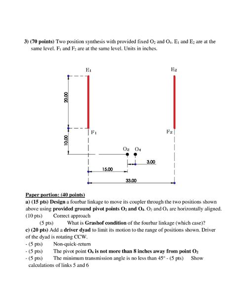Solved 3 70 Points Two Position Synthesis With Provided