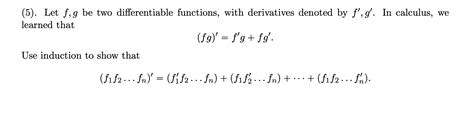Solved 5 Let Fg Be Two Differentiable Functions With