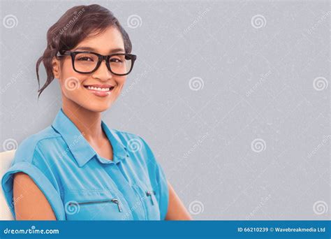 Composite Image Of Portrait Of Smiling Businesswoman Wearing Reading