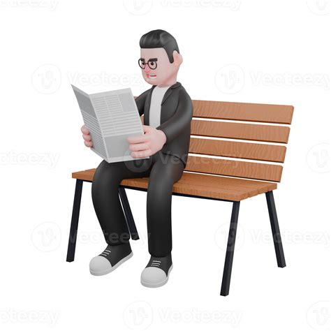 Male Editor 3d Model A Male Editor Sits On A Park Bench Holding A Newspaper Editing Suite