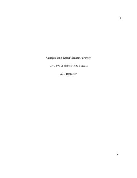 Gcu Code Of Conduct Unv 103 1 College Name Grand Canyon University Success Gcu Instructor 2
