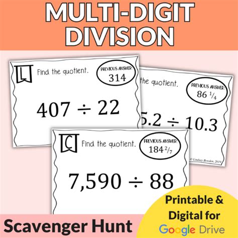 Multi Digit Division With Decimals Scavenger Hunt Lindsay Bowden