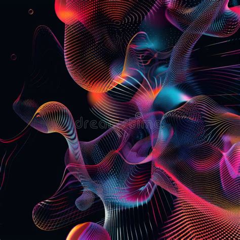Flowing Abstract Shapes And Vibrant Colors On A Dark Background Stock