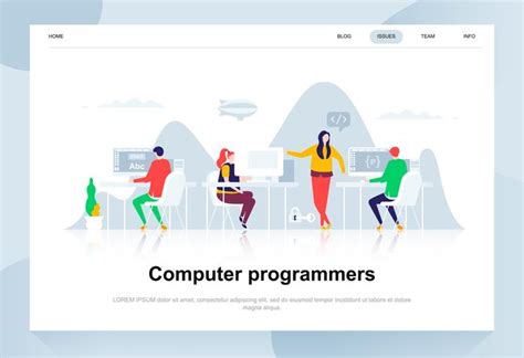 Flat Design Computer Programmers Web Banner 260797 Vector Art At Vecteezy