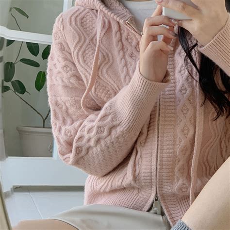 Made 로넨 투웨이 후드집업 케이블 니트가디건 44~88 빅사이즈가디건 간절기 체형커버 루즈핏 여리여리 꾸안꾸 데일리 빅사이즈후드집업