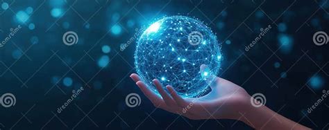 Hand Holding A Glowing Digital Globe Representing Global Connection And Network Technology Stock