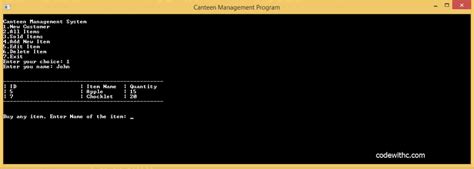 C Program Canteen Management System In C And Mysql Code With C
