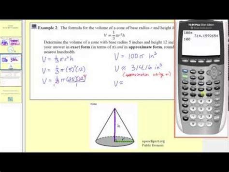 Circumference Volume Of A Cone Pythagorean Theorem L15