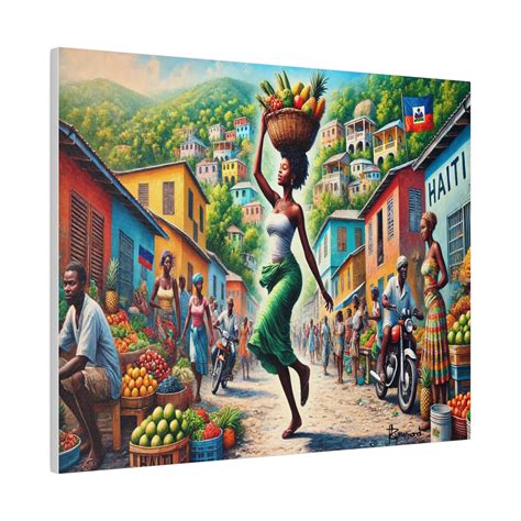 Haitian Art Print Haitian Woman In Market Haitian Street Printing