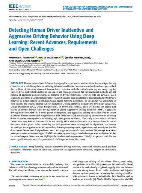 Pdf Detecting Human Driver Inattentive And Aggressive Driving