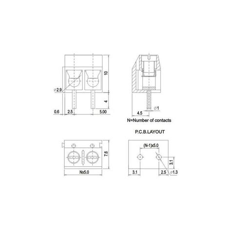 2 Terminal Block With Chassis Screw Blue