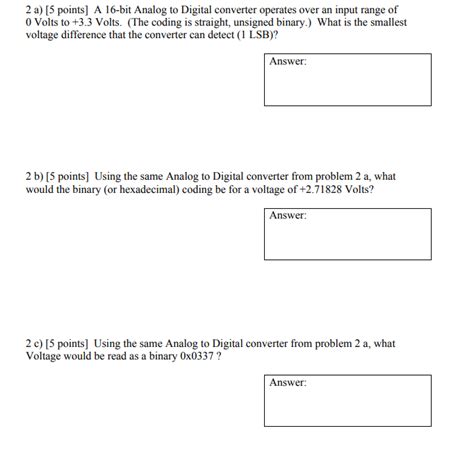 Solved A Points A Bit Analog To Digital Converter Chegg Com