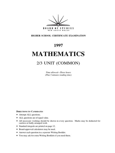 Maths 2u 1997 Hsc Pdf