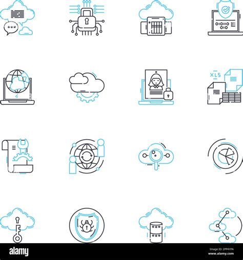 Web Security Linear Icons Set Firewall Encryption Malware Antivirus
