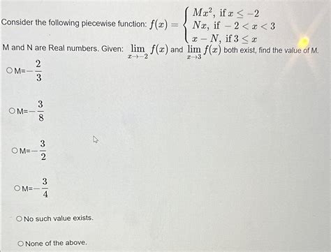 Solved Consider The Following Piecewise Function