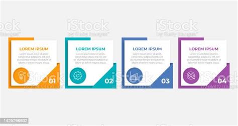 타임라인 인포그래픽 디자인 요소 및 번호 옵션 4 단계로 비즈니스 개념 워크플로 레이아웃 다이어그램 연례 보고서 웹 디자인에 사용할 수 있습니다 프레젠테이션을 위한 벡터