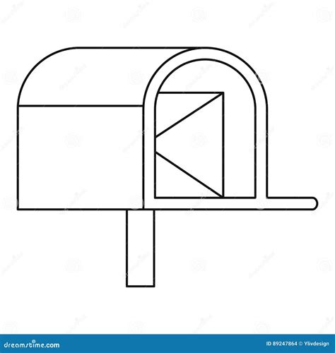Mailbox With Mail Icon Outline Style Stock Vector Illustration Of News Mailing 89247864