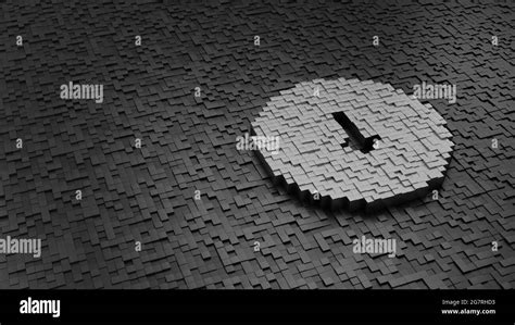 3d Rendering Metal Cubes In Shape Of Symbol Of Close Down Rounded Arrow In Circle Light Silver