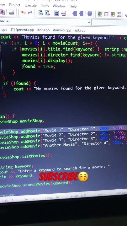 Movie Selection Ide Dev C Coderstokyo Coding Cplusplus Ccompiler Codemasters Cpp