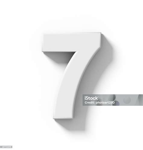 숫자 7 3d 화이트 흰색 그림자직교 프로젝션와 절연 0명에 대한 스톡 사진 및 기타 이미지 0명 3차원 형태 7 Istock