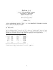 Ps Pdf Problem Set FE Topics In Financial Economics Kellogg Babe Of Management