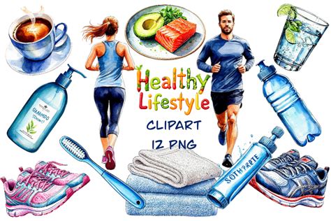 Healthy Lifestyle Clipart Graphic By Donia6165 · Creative Fabrica