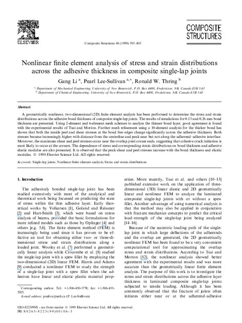 Pdf Nonlinear Finite Element Analysis Of Stress And Strain