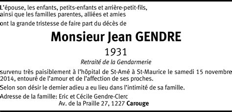 Jean Gendre Hommages