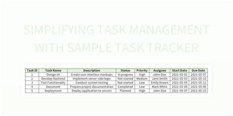 Simplifying Task Management With Sample Task Tracker Excel Template And Google Sheets File For