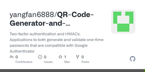 Github Yangfan Qr Code Generator And Authentication Using Hmac Hotp And Totp Two Factor