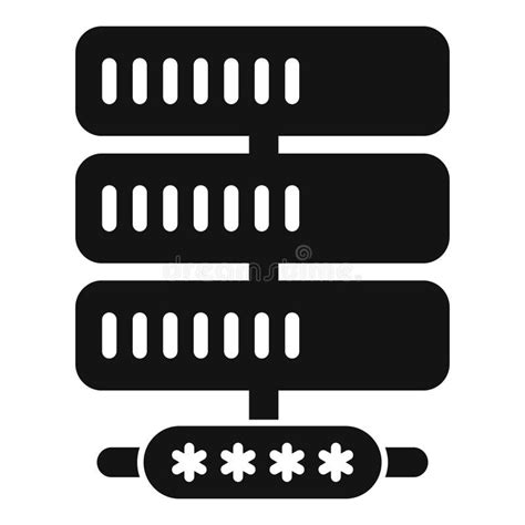 Server Icon Showing Password Protected Database With Firewall Stock
