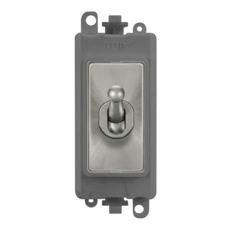 Click GM209002GYSC GridPro Satin Chrome 20AX 2 Way Toggle Switch Module Grey Insert