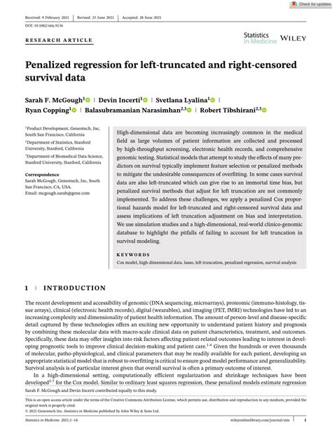 Pdf Penalized Regression For Left‐truncated And Right‐censored