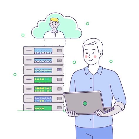 A Man Is Standing In Front Of A Computer With A Man In A Blue Shirt Premium Ai Generated Vector