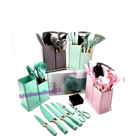 Jual 19pcs Spatula Sutil Sodet Silikon Tahan Panas Lengkap Utensil Set Silicone Pisau