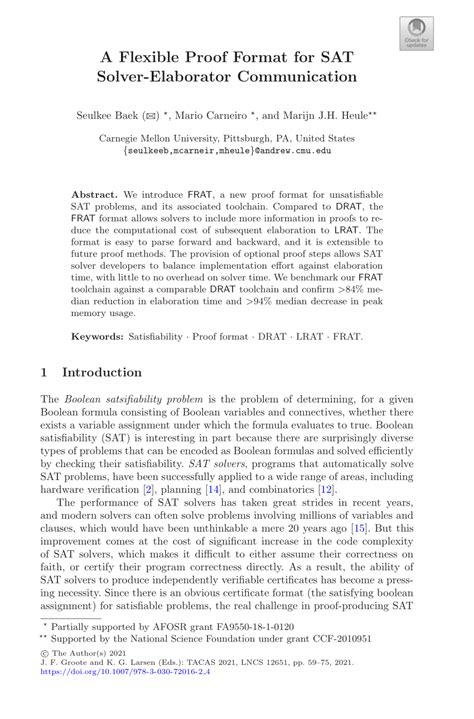 Pdf A Flexible Proof Format For Sat Solver Elaborator Communication
