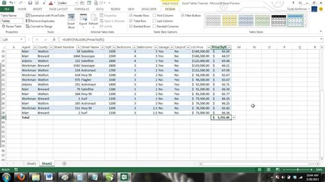 Excel 2013 Tutorial For Noobs Part 37 Excel Tables Total Row Youtube