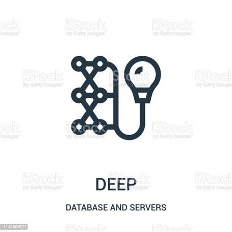 데이터베이스 및 서버 컬렉션에서 깊은 아이콘 벡터 얇은 선 깊은 윤곽 아이콘 벡터 일러스트 레이 션입니다 과학에 대한 스톡 벡터