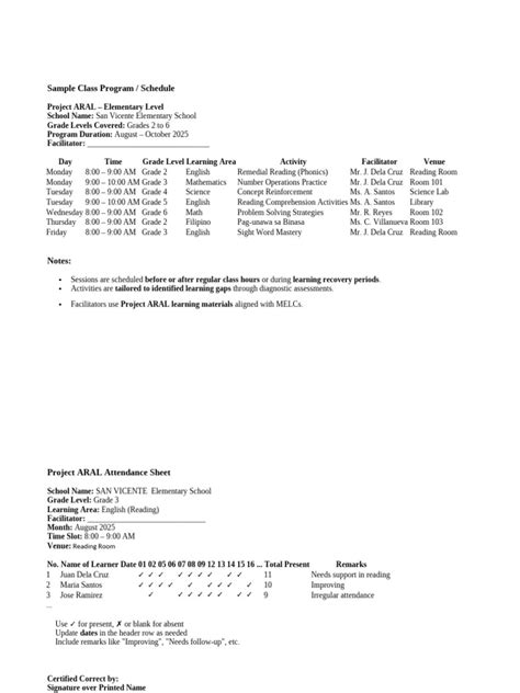 Class Program Project Aral Pdf