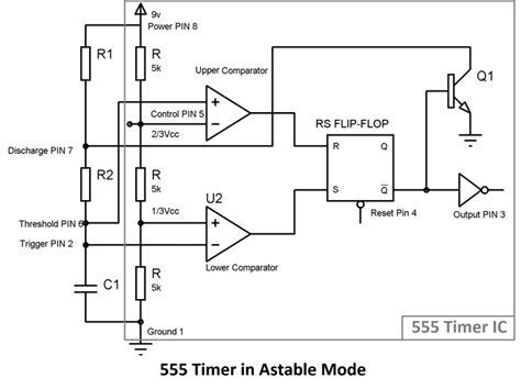 internal diagram of 555 timer