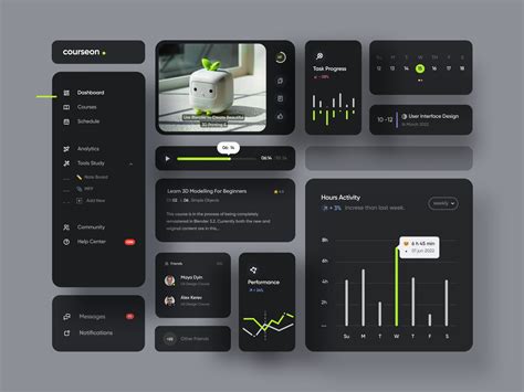 Courseon E Learning Dashboard Components Dark Version By Mohaddese For Reverb On Dribbble