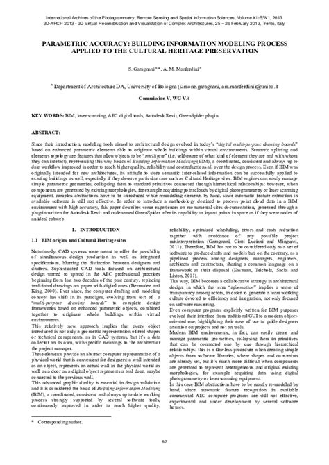 Pdf Parametric Accuracy Building Information Modeling Process