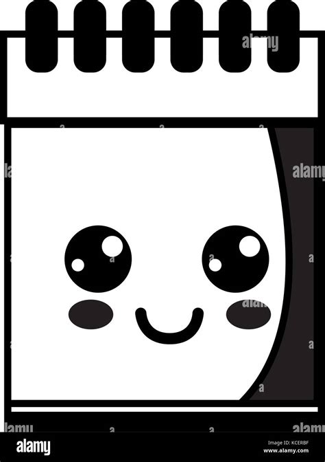 Contour Kawaii Cute Happy Notebook Tool Stock Vector Image Art Alamy