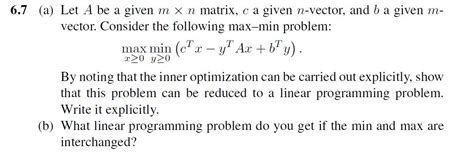 Solved A Let A Be A Given M X N Matrix C A Given Chegg