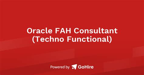 Oracle FAH Consultant Techno Functional At Compunet Connections