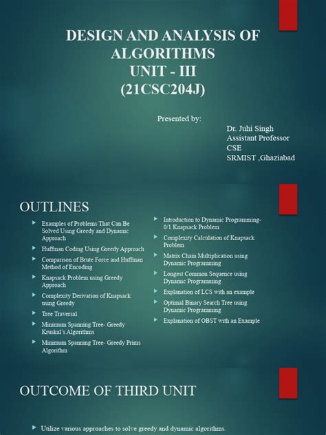 Daa Unit 3 Pdf Dynamic Programming Time Complexity